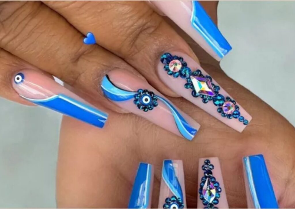 Greek Blue Eye and Jewels Press-ons - Jingle Nail